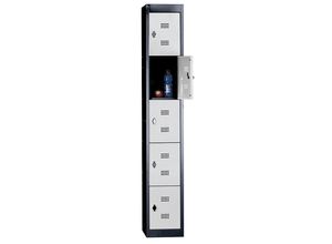4250618248011 - 5er-Schließfachschrank Hamburg 1 Abteil 5 Fächer Höhe 320 mm Breite 300 mm Grundelement anthrazitgrau   lichtgrau Wolf