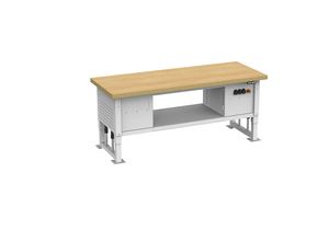 4024733016813 - Schwerlasttisch elektrisch höhenverstellbar Plattenbreite 2030 mm Flächentraglast 2000 kg lichtgrau RAL 7035 kaiserkraft
