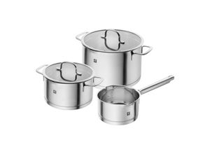 4009839539718 - Topf-Set ZWILLING TrueFlow silber (silberfarben) Töpfe 18 10 Edelstahl integrierte Siebfunktion Induktion 3-tlg