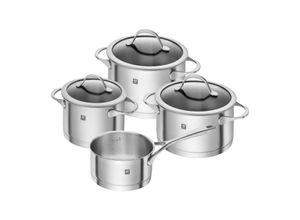 4009839361203 - Topf-Set ZWILLING Essence silber (silberfarben) Töpfe Sandwichboden sehr gute Wärmeverteilung Füllskala Edelstahlgussgriffe
