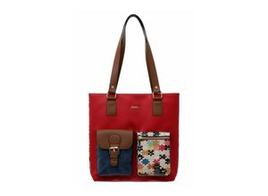 8680544981212 - Umhängetasche Multi Pocket Bag Shopper-Tasche Paperflower Damen Schultertasche Damen Gr B H T 36cm x 8cm onesize rot Lacklederimitat Taschen Handgefertigt