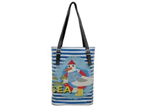 8680544279982 - Umhängetasche Tall Bag Damen Schultertasche You Me And The Sea Damen Damen Gr B H T 40cm x 34cm x 10cm onesize blau Lacklederimitat Taschen Handgefertigt