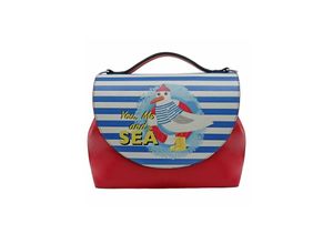 8680544279715 - Henkeltasche Handy Umhängetasche You Me And The Sea Schultertasche Damen Gr B H T 24cm x 12cm onesize rot Lacklederimitat Taschen Handgefertigt