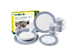 8022068077406 - Melamin Ess Geschirr Set Bluebay 16-teilig Camping Reise Teller Becher