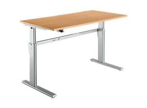 4250510870983 - Schreibtisch Standard elektrisch höhenverstellbar Rechteck C-Fuß B 1600 x T 800 x H 725-1185 mm Buche weißaluminium RAL 9006