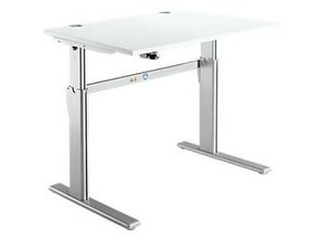 4250510871874 - Schreibtisch Standard elektrisch höhenverstellbar Rechteck C-Fuß B 1200 x T 800 x H 725-1185 mm lichtgrau weißaluminium RAL 9006