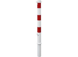 4250384728755 - Absperrpfosten Ø 76 mm weiß   rot herausnehmbar mit 2 Ösen Schake