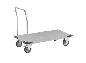4007537004583 - Rieber - Schwerlast-Schiebebügelwagen aus Edelstahl Ladefläche LxB 1200x600 mm Außenmaße LxBxH 1265x665x956 mm Traglast 300 kg