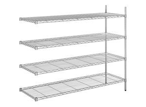 4061753091970 - Stahldraht-Gitterregal verchromt Fachlast 100 kg BxT 1520 x 610 mm Anbauregal Höhe 1370 mm 4 Fachböden kaiserkraft