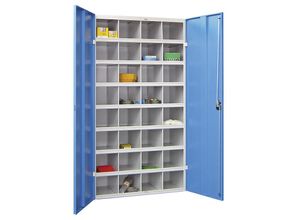4055479637420 - Fächerregalschrank 32 Fächer mit Türen grau   blau Pavoy