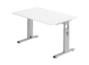 4032062032572 - Schreibtisch VOS12 W S manuell höhenverstellbar 85cm (H) 120x80cm (BxT) rechteckig weiß   silber 4032062032572 Hammerbacher