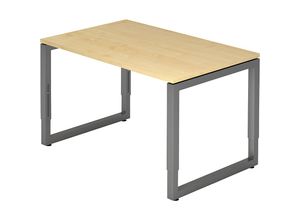 4032062167472 - eurokraft pro Schreibtisch mit Gestell aus Vierkant-Stahlrohr Höhe 650 - 850 mm BxT 1200 x 800 mm Ahorn   graphit