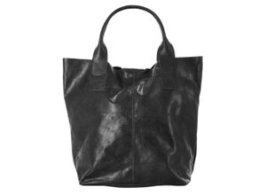 4260405123360 - Shopper FORTY Damen Gr B H T 42cm x 35cm x 19cm onesize schwarz Leder glänzend Taschen echt Leder Made in Italy