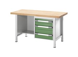 4061753032089 - eurokraft pro Höhenverstellbare Werkbank Gestellbauweise 3 Schubladen 1 Ablageboden Breite 1500 mm anthrazit   blau