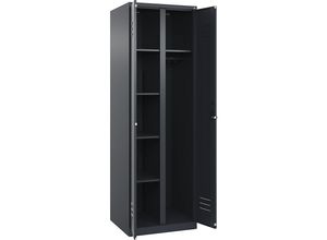 4067521360484 - Putzmittelspind Classic PLUS 1 Abteil Trennwand mittig grau B 600 mm mit Bodengleitern Drehriegel C+P