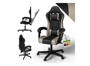 4262437185576 - Gamingstuhl HyperSeat Bürostuhl aus Kunstleder verstellbare Rückenlehne – Schwarz beige 4262437185576 - Gamingstuhl HyperSeat Bürostuhl aus Kunstleder verstellbare Rückenlehne – Schwarz beige