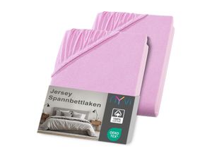 4255636636277 - NYVI Jersey Spannbettlaken DreamScience für Matratzen bis 22 cm Höhe - Weich & Anschmiegsam Rundumgummizug Bügelfrei Farberosa Größe180x200 - 200x200 cm (2er Pack)