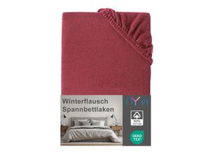 4255636634464 - NYVI Spannbettlaken DreamScience Winterflausch für Matratzen bis 22 cm Höhe - Wärmendes & Kuschelweiches Winter Bettlaken Spannbetttuch Farbebordeaux Größe180x200 - 200x200 cm