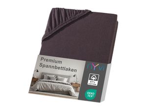 4255636633917 - NYVI Spannbettlaken DreamScience Premium - Komfort Spannbetttuch 190g m² Einlaufschutz Bügelfrei mit Gummizug Farbebraun Größe180 - 200x220 + 40 cm Boxspringbett