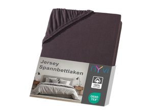 4255636631357 - NYVI Jersey Spannbettlaken DreamScience für Matratzen bis 22 cm Höhe - Weich & Anschmiegsam Rundumgummizug Bügelfrei Farbebraun Größe180x200 - 200x200 cm