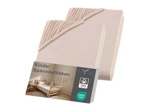 4255636635409 - NYVI Kinder Spannbettlaken Junior für Kinderbettmatratzen bis 12cm Höhe - Weich & Anschmiegsam Rundumgummizug Bügelfrei Farbebeige Größe70x140 cm (2er Pack)