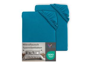 4255636639667 - NYVI Spannbettlaken DreamScience Mikroflausch - Kuschelweiches & Wärmendes Bettlaken Spannbetttuch Farbepetrol Größe140x200 - 160x200 cm (2er Pack)