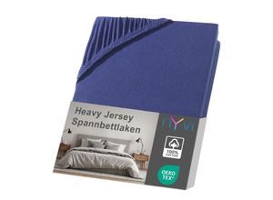 4255636632859 - NYVI Spannbettlaken DreamScience Heavy Jersey - Spannbetttuch Formstabil 160g m² Rundum-Gummizug Bügelfrei Farbenavyblau Größe180 - 200x220 + 40 cm Boxspringbett