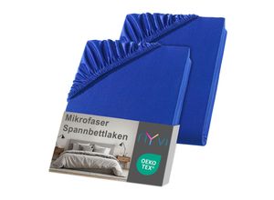 4255636637137 - NYVI Spannbettlaken DreamScience Mikrofaser - Weich & Anschmiegsam Rundumgummizug Bügelfrei Farberoyalblau Größe180x200 - 200x200 cm (2er Pack)