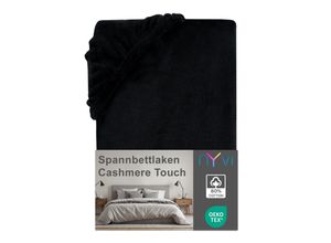 4255636635102 - NYVI Spannbettlaken DreamScience Cashmere Touch Spannbetttuch - Kuschelweiches & Wärmendes Bettlaken für Matratzenhöhe bis zu 22 cm Farbeschwarz Größe140x200 - 160x200 cm