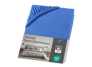 4255636631180 - NYVI Jersey Spannbettlaken DreamScience für Matratzen bis 22 cm Höhe - Weich & Anschmiegsam Rundumgummizug Bügelfrei Farberoyalblau Größe180x200 - 200x200 cm