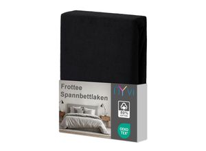 4255636634143 - NYVI Spannbettlaken DreamScience Frottee - Warm und Kuschelig hohe Feuchtigkeitsaufnahme schnell trocknend - Frottier Spannbetttuch Bettlaken Farbeschwarz Größe140x200 - 160x200 cm