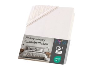 4255636632736 - NYVI Spannbettlaken DreamScience Heavy Jersey - Spannbetttuch Formstabil 160g m² Rundum-Gummizug Bügelfrei Farbenatur Größe180x200 - 200x200 cm