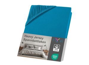 4255636632842 - NYVI Spannbettlaken DreamScience Heavy Jersey - Spannbetttuch Formstabil 160g m² Rundum-Gummizug Bügelfrei Farbepetrol Größe180 - 200x220 + 40 cm Boxspringbett