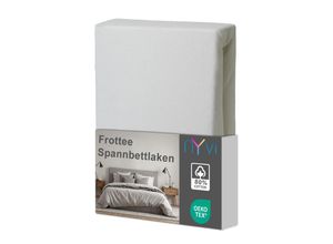 4255636634051 - NYVI Spannbettlaken DreamScience Frottee - Warm und Kuschelig hohe Feuchtigkeitsaufnahme schnell trocknend - Frottier Spannbetttuch Bettlaken Farbeweiß Größe140x200 - 160x200 cm