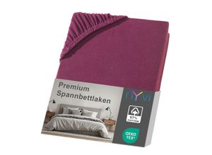 4255636633696 - NYVI Spannbettlaken DreamScience Premium - Komfort Spannbetttuch 190g m² Einlaufschutz Bügelfrei mit Gummizug Farbebordeaux Größe140 - 160x220 + 40 cm Boxspringbett