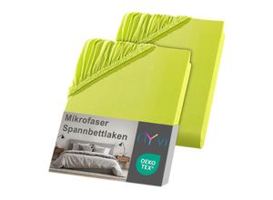 4255636636864 - NYVI Spannbettlaken DreamScience Mikrofaser - Weich & Anschmiegsam Rundumgummizug Bügelfrei Farbeapfelgrün Größe90x200 - 100x200 cm (2er Pack)