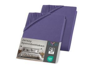 4255636635645 - NYVI Jersey Spannbettlaken DreamScience für Matratzen bis 22 cm Höhe - Weich & Anschmiegsam Rundumgummizug Bügelfrei Farbelila Größe90x200 - 100x200 cm (2er Pack)