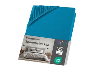 4255636638660 - NYVI Spannbettlaken DreamScience Premium - Komfort Spannbetttuch 190g m² Einlaufschutz Bügelfrei mit Gummizug Farbepetrol Größe140 - 160x220 + 40 cm Boxspringbett (2er Pack)