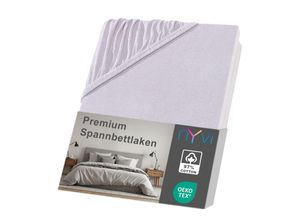 4255636633573 - NYVI Spannbettlaken DreamScience Premium - Komfort Spannbetttuch 190g m² Einlaufschutz Bügelfrei mit Gummizug Farbesilber Größe140x200 - 160x200 cm