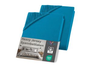 4255636637939 - NYVI Spannbettlaken DreamScience Heavy Jersey - Spannbetttuch Formstabil 160g m² Rundum-Gummizug Bügelfrei Farbepetrol Größe140 - 160x220 + 40 cm Boxspringbett (2er Pack)