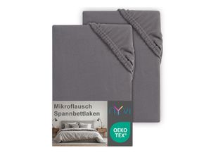 4255636639827 - NYVI Spannbettlaken DreamScience Mikroflausch - Kuschelweiches & Wärmendes Bettlaken Spannbetttuch Farbeanthrazit Größe180x200 - 200x200 cm (2er Pack)