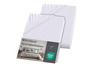 4255636636772 - NYVI Spannbettlaken DreamScience Mikrofaser - Weich & Anschmiegsam Rundumgummizug Bügelfrei Farbeweiß Größe90x200 - 100x200 cm (2er Pack)