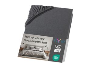 4255636632804 - NYVI Spannbettlaken DreamScience Heavy Jersey - Spannbetttuch Formstabil 160g m² Rundum-Gummizug Bügelfrei Farbeanthrazit Größe180x200 - 200x200 cm