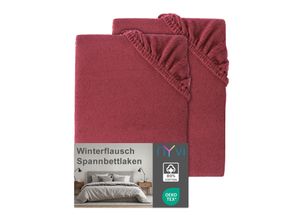 4255636639506 - NYVI Spannbettlaken DreamScience Winterflausch für Matratzen bis 22 cm Höhe - Wärmendes & Kuschelweiches Winter Bettlaken Spannbetttuch Farbebordeaux Größe180 - 200x220 + 40 cm Boxspringbett (2er Pack)