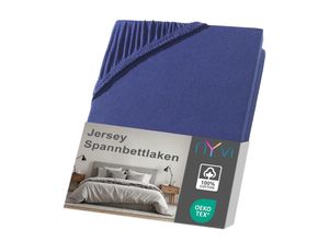 4255636631197 - NYVI Jersey Spannbettlaken DreamScience für Matratzen bis 22 cm Höhe - Weich & Anschmiegsam Rundumgummizug Bügelfrei Farbenavyblau Größe180x200 - 200x200 cm