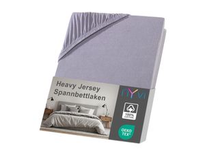 4255636632873 - NYVI Spannbettlaken DreamScience Heavy Jersey - Spannbetttuch Formstabil 160g m² Rundum-Gummizug Bügelfrei Farbegrau Größe180 - 200x220 + 40 cm Boxspringbett