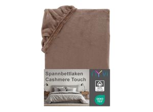 4255636634983 - NYVI Spannbettlaken DreamScience Cashmere Touch Spannbetttuch - Kuschelweiches & Wärmendes Bettlaken für Matratzenhöhe bis zu 22 cm Farbenougat Größe90x200 - 100x200 cm