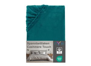 4255636635126 - NYVI Spannbettlaken DreamScience Cashmere Touch Spannbetttuch - Kuschelweiches & Wärmendes Bettlaken für Matratzenhöhe bis zu 22 cm Farbepetrol Größe180x200 - 200x200 cm