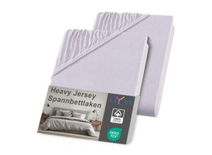 4255636638080 - NYVI Spannbettlaken DreamScience Heavy Jersey - Spannbetttuch Formstabil 160g m² Rundum-Gummizug Bügelfrei Farbesilber Größe140x200 - 160x200 + 15 cm Topper (2er Pack)