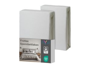 4255636638943 - NYVI Spannbettlaken DreamScience Frottee - Warm und Kuschelig hohe Feuchtigkeitsaufnahme schnell trocknend - Frottier Spannbetttuch Bettlaken Farbeweiß Größe90x200 - 100x200 cm (2er Pack)